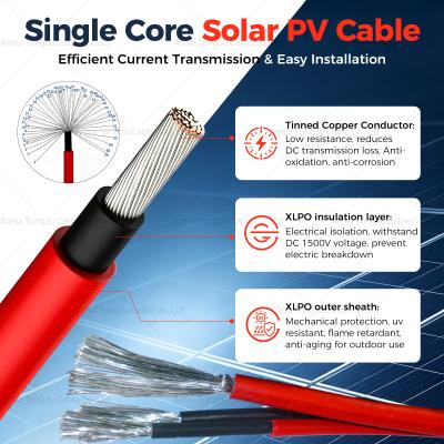 China 4.0mm2 TUV Photovoltaic Cable 1500V Non Corrosive Photovoltaic Wire for sale