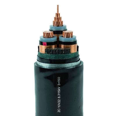 China YJV22 Medium Voltage Power Cable 3x150mm2 Copper Mv Armoured Cable 15kV for sale