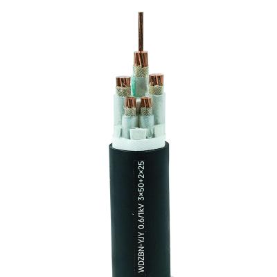 China WDZBN-YJY 5 Core 3x50mm²+2x25mm² Low Smoke Halogen Free Fire Resistant XLPE Cable 0.6/1kV for sale