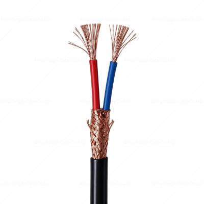 China RVVP 2x0.75mm² Shielded Signal Cable Braided Copper Low Noise Communication Wire 300/500V for sale
