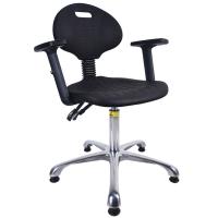 China Self Skinning Adjustable Lab Stool Polyurethane Foam Esd Chairs With Wheels Armrest for sale