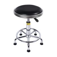 China Small Round Lab PU Leather Chairs Antistatic Metal Saddle Stool With Wheels for sale