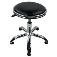 China Small Round Lab PU Leather Chairs Antistatic Metal Saddle Stool With Wheels for sale
