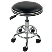 China Small Round Lab PU Leather Chairs Antistatic Metal Saddle Stool With Wheels for sale