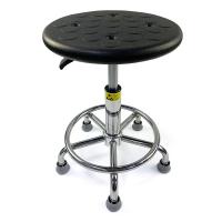 China Professional PU ESD Antistatic Laboratory Stool With Aluminum Base Round Black Rotated Chair For Industry Garage Institution Bar for sale