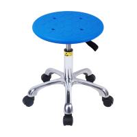 China Professional PU ESD Antistatic Laboratory Stool With Aluminum Base Round Black Rotated Chair For Industry Garage Institution Bar for sale