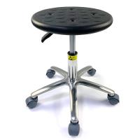 China Round Black Four Holes Polyurethane Esd Chairs With Wheels for sale