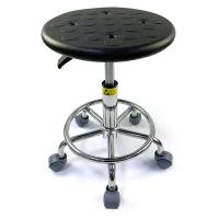 China Round Black Four Holes Polyurethane Esd Chairs With Wheels for sale