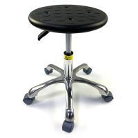 China Round Black Four Holes Polyurethane Esd Chairs With Wheels for sale