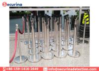 China Stainless Steel Crowd Control Stanchions And Ropes Airport Pole Stanchion Velvet Rope Barrier for sale