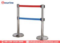 China Stainless Steel Stanchion Queue Post Crowd Control Retractable Belt Barrier for sale