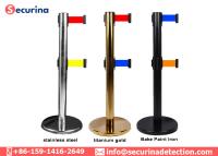 China Stainless Steel Security Bollards Outdoor Metal Queue Way Retractable Safety Barriers for sale