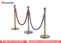 China Bank / Exhibition Velvet Rope Crowd Control Barrier Portable With Pole Stanchion for sale