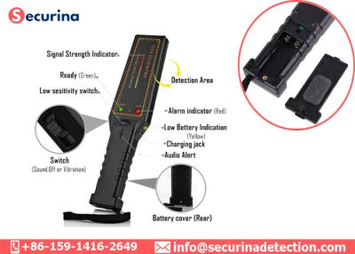 China LED Signal Alarming Security Metal Detector Wand Power Supply By 9V Battery for sale
