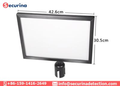 China Black Metal Crowd Control Bollard Sign Holder For A3 A4 Paper for sale