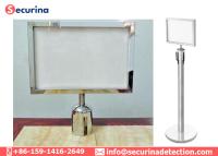 China Pointer Frame Retractable Belt Stanchions Sign Holder To Inform Visitors for sale