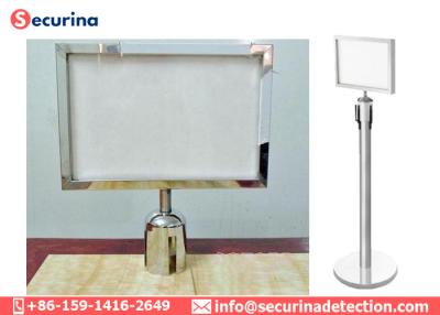 China Pointer Frame Retractable Belt Stanchions Sign Holder To Inform Visitors for sale