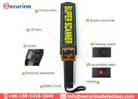 China Handheld Security Metal Detector Wand 9V Battery Power Supply With LED Alarming Light for sale