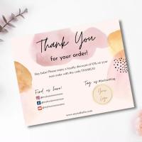 China Paper Board Custom Gold Foil Logo Pink Business Postcard Greeting Card for Small Business for sale