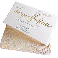 China Matte Art Paper Embossed Gold Foil Stamping Recyclable Business Wedding Thank You Cards for sale