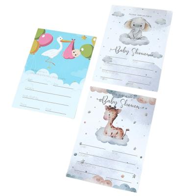 China Customized Size Cartoon Gender Reveal Party Cards and Envelopes Baby Shower Invitations for sale