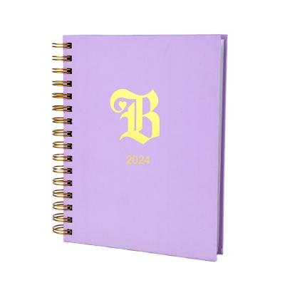 China 2023 2024 A4 A5 Spiral Notebook Planner with Gold Foil Printing and Dated Daily Layout for sale