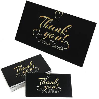 China Black Gold Custom Card Printing Paper Paperboard Thank You Cards for sale