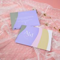 China Custom Logo Printing Business Feedback Cards in Purple for Small Business Promotion for sale