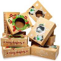 China Cardboard Brown Kraft Pastry Cookie Boxes With Clear Window For Cake Presentation for sale