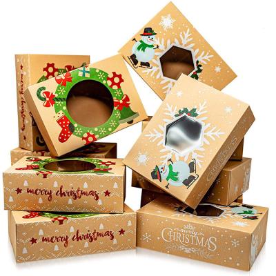 China Cardboard Brown Kraft Pastry Cookie Boxes With Clear Window For Cake Presentation for sale