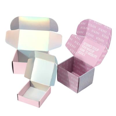 China Corrugated Board Custom Logo Soy Ink Printed Holographic Laser Mailer Box for Perfume for sale