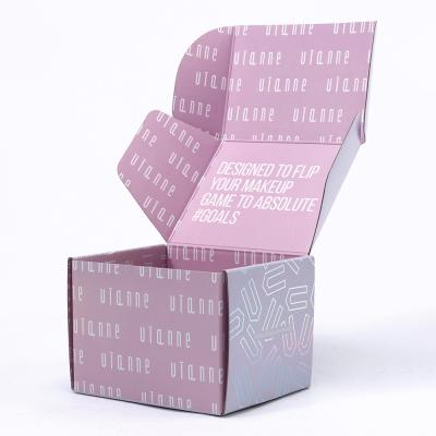 China Custom Logo Holograph Pink Mailer Box Folding Corrugated Board Paper Packaging with Logo for sale
