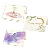 China Custom Logo Design Print Luxury Folding Best Wishes Greeting Card Gold Foil Thank You for sale