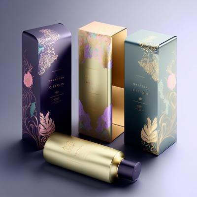 China Eco-Friendly Recyclable Custom Printed Skincare Bottles Packaging Box with Gold Foil for sale