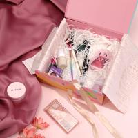 China Custom Printing Pink Hair Wig Box Book Shape Subscription Eyelash Cosmetics Gift Box for sale