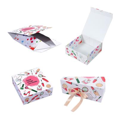 China Custom Logo Customized Die Cut Rigid Cardboard Folding Magnetic Closure Cosmetics Boxes for sale