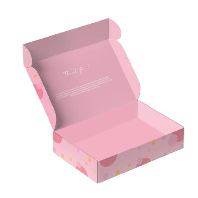 China Recycled Custom Printed Logo Pink Cardboard Folding Corrugated Paper Carton Packaging Gift Shipping Mailer Boxes for sale