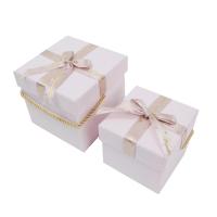 China Custom Logo Card Small Favors Red White Jewelry Gift Box with Ribbon Bow and Handle for sale