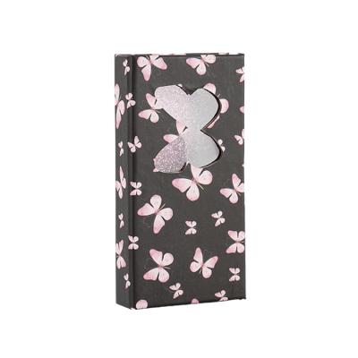China Custom Size Accepted Cardboard Butterfly Empty Eyelash Box Container With Clear Window for sale