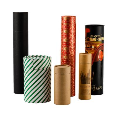China Custom Size Black Kraft Paper Cylinder Round Tube Box for Gift Tea Coffee Candle Packaging for sale