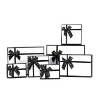 China Large Deluxe Custom Folding Black Lid And Base Gift Box With Ribbon For Gift Packaging for sale
