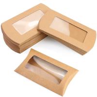 China Clear Window Cookie Pillow Box Packaging with Customized Design and Heavy-Duty Kraft Paper for sale