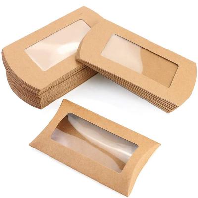China Clear Window Cookie Pillow Box Packaging with Customized Design and Heavy-Duty Kraft Paper for sale
