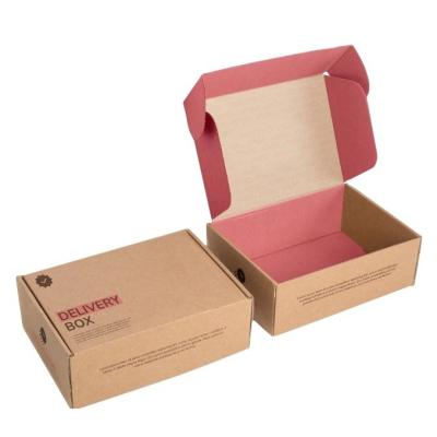 China Self Erecting Boxes CMYK Kraft Paper Mailer Postal Shipping Packaging Box With Sticker for sale