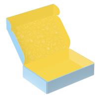 China Customizable Recycled Yellow Blue Corrugated Airplane Mailer Shipping Box For Clothing for sale