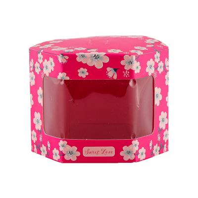 China Custom Size Accepted Cardboard Candy Packaging Gift Box With Clear Window And Rope Handles for sale
