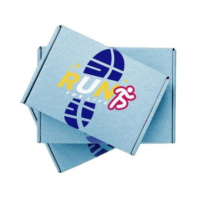 China Custom Logo Printed Foldable Blue Thick Cardboard Paper Shipping Boxes for Clothes Shoes for sale