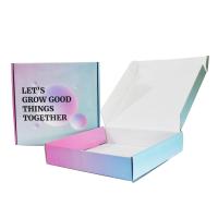 China Customized Logo Purple Gradient Corrugated Cardboard Paper Gift Packaging Mailer Postal Shipping Box for sale