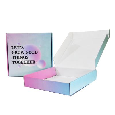 China Customized Logo Purple Gradient Corrugated Cardboard Paper Gift Packaging Mailer Postal Shipping Box for sale