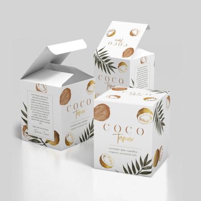China Custom Full Color Printing Luxury Scent Candle Jar Packaging Box White Folded Paper Box With Logo for sale